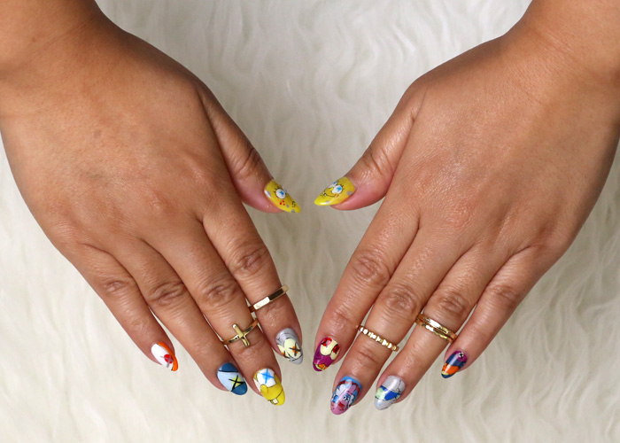 KAWS + SpongeBob 'KAWSBob' Inspired Nail Art - nitrolicious.com